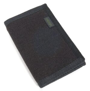 hempmania hemp eight compartment tri-fold wallet – black – one size