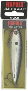 rapala skitter walk 08 fishing lure, 3.125-inch, chrome