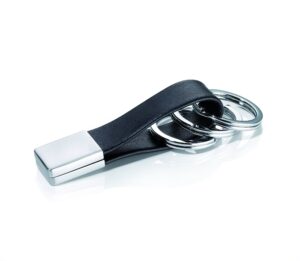 troika twister black leather keyring (krg649le)