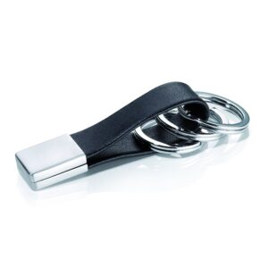 Troika Twister Black Leather Keyring (KRG649LE)