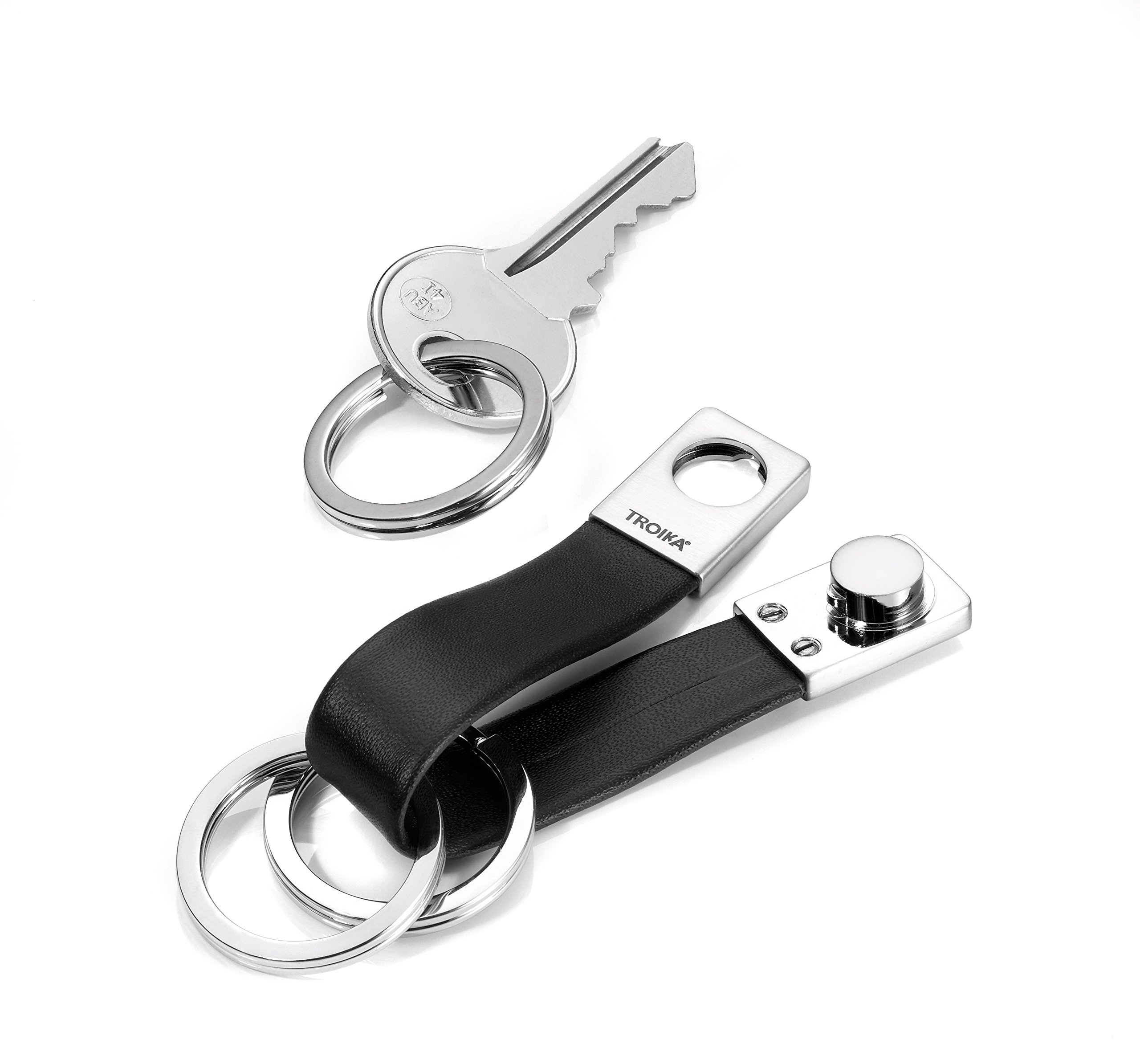 Troika Twister Black Leather Keyring (KRG649LE)