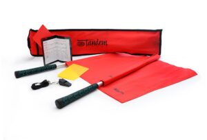 tandem sport officials' elite kit - professional referee kit with whistle, linesman flags, penalty cards & bag - ref kit