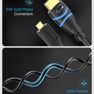 BlueRigger Micro HDMI to HDMI Cable 10FT, 4K 60Hz, HDR, High Speed, Ethernet - Compatible with GoPro Hero 7/6/5/4, Raspberry Pi 4, Sony A6000/A6300 Camera, Nikon B500, Lenovo Yoga 3 Pro, Yoga 710