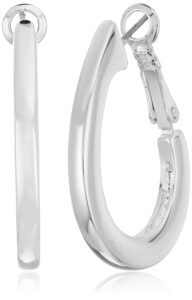 napier silver-tone large oval hoop earrings