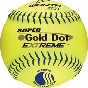 worth 12" syco gold dot extreme / classic m usssa slowpitch softball, box of 12