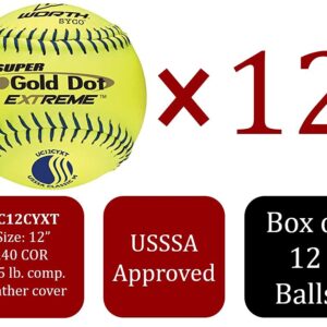 Worth 12" SYCO Gold Dot Extreme / Classic M USSSA Slowpitch Softball, Box of 12