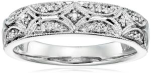 amazon essentials sterling silver diamond accent band ring, size 8 (previously amazon collection)