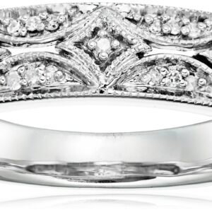 Amazon Essentials Sterling Silver Diamond Accent Band Ring, Size 7 (previously Amazon Collection)