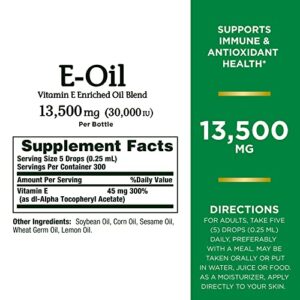 Nature’s Bounty Vitamin E Oil, Supports Immune & Antioxidant, 30,000IU Vitamin E, Topical or Oral, 2.5 fl Oz