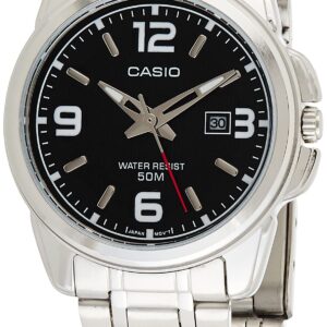 Casio Women's LTP1314D-1AV Silver Stainless-Steel Quartz Watch with Black Dial