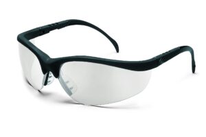 crews klondike safety glasses with black nylon frame and clear indooroutdoor mirror polycarbonate duramass anti-scratch lens