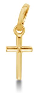 solid 14k yellow gold traditional classic small tiny cross pendant charm (height = 1/2" , width = 1/4") - jewelry gifts for women wife mom gifts for men husband dad