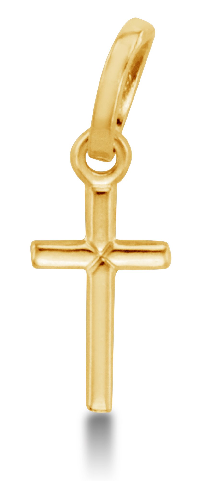 Solid 14K Yellow Gold Traditional Classic Small Tiny Cross Pendant Charm (Height = 1/2" , Width = 1/4") - Jewelry Gifts For Women Wife Mom Gifts For Men Husband Dad