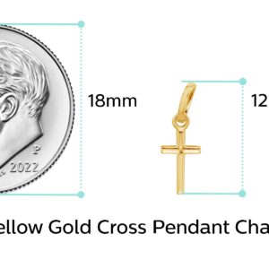 Solid 14K Yellow Gold Traditional Classic Small Tiny Cross Pendant Charm (Height = 1/2" , Width = 1/4") - Jewelry Gifts For Women Wife Mom Gifts For Men Husband Dad