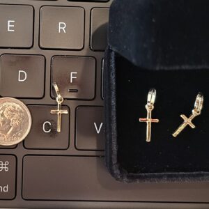 Solid 14K Yellow Gold Traditional Classic Small Tiny Cross Pendant Charm (Height = 1/2" , Width = 1/4") - Jewelry Gifts For Women Wife Mom Gifts For Men Husband Dad