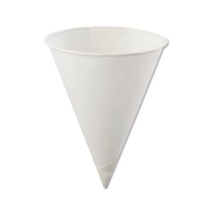 konie kci 4.0kbr poly-bag rolled-rim cone cup, 4 oz. volume, paper, white (pack of 5000)