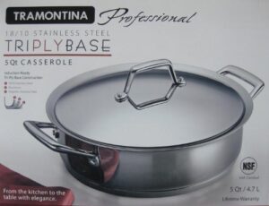 tramontina professional series stainless steel tri-ply base 5 qt casserole