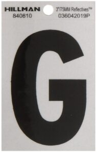 the hillman group 840810 3-inch letter g reflective square-cut mylar, black on silver (6 pack)