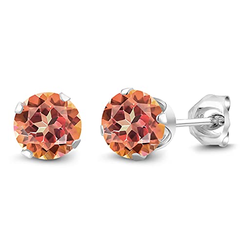 Gem Stone King 925 Sterling Silver Round 6MM Gemstone Birthstone Stud Earrings For Women