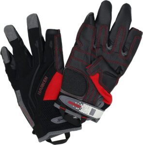 harken premium sailing protective gloves men's full finger reflex, black, medium, model 2084m