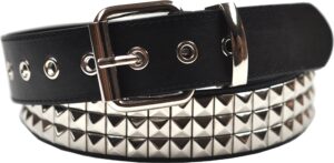 foolsgold 3 row pyramid studded stud black belt xl (40" - 44")