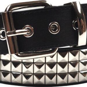 foolsGold 3 Row Pyramid Studded Stud Black Belt XL (40" - 44")