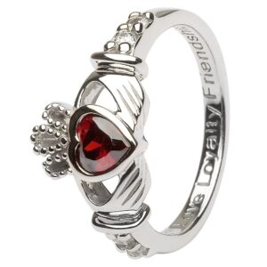 january birth month silver claddagh ring ls-sl90-1 - size: 4.5 made in ireland.