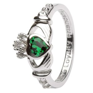 may birth month silver claddagh rings ls-sl90-5 - size: 7 made in ireland.