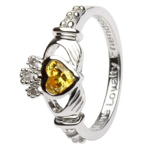 november birth month silver claddagh ring ls-sl90-11 - size: 5 made in ireland.