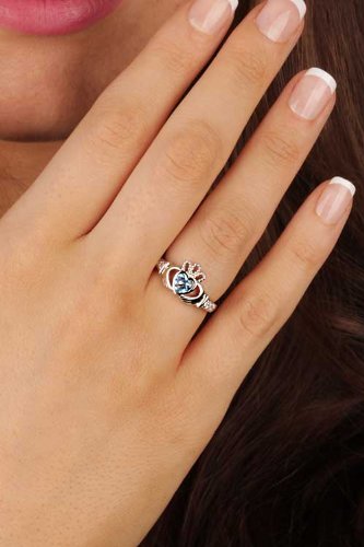 December Birth Month Silver Claddagh Ring LS-SL90-12 - Size: 5 Made in Ireland.