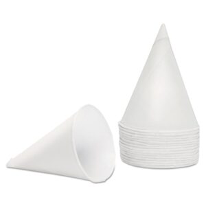 konie 45kbr rolled rim, poly bagged paper cone cups, 4.5oz, white (case of 5000)