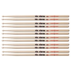 vic firth 6-pair american classic hickory drum sticks wood 7a