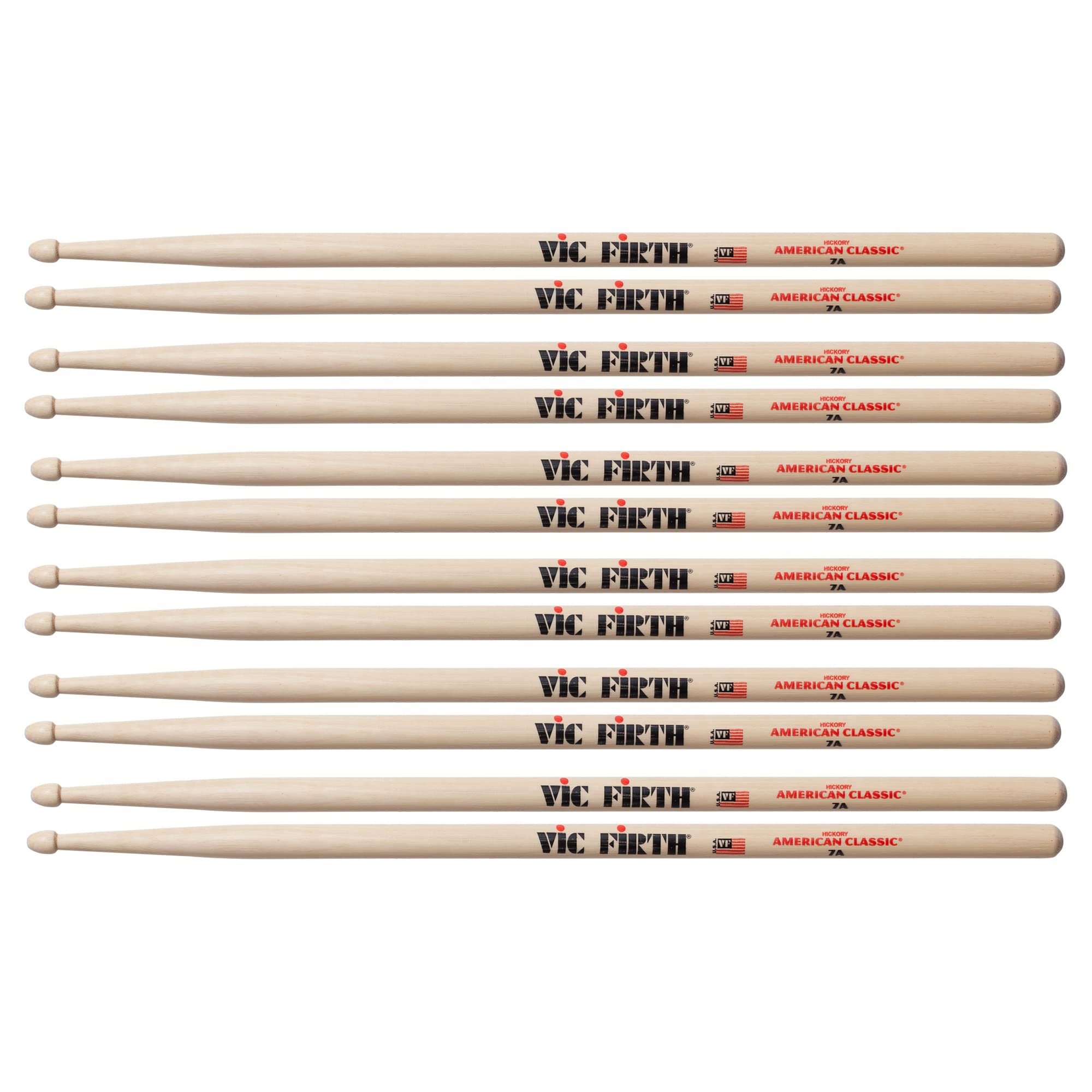 Vic Firth 6-Pair American Classic Hickory Drum Sticks Wood 7A