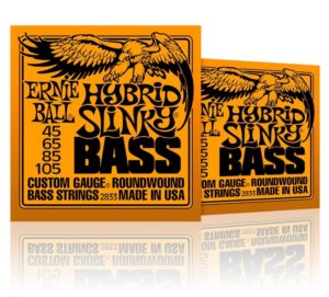 ernie ball 2833 hybrid slinky round wound bass strings 2 pack