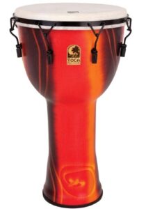 toca sfdmx-14fb freestyle mechanically tuned 14-inch djembe with bag - bali red finish