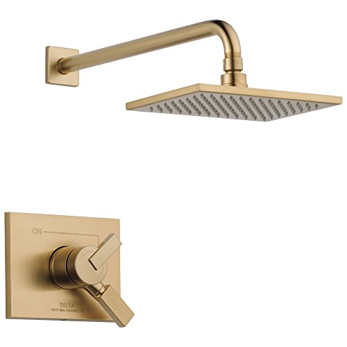 Delta Faucet Vero 17 Series Dual-Function Shower Faucet Set Gold, Single Spray Touch-Clean Shower Head, Delta Shower Trim Kit, Champagne Bronze T17253-CZ (Valve Not Included)