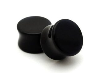 mystic metals body jewelry black agate stone plugs - 00g - 10mm - sold as a pair