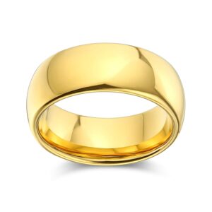 Bling Jewelry Gold Plated High Polish Comfort Fit Tungsten Wedding Band 8mm, Size 7.5