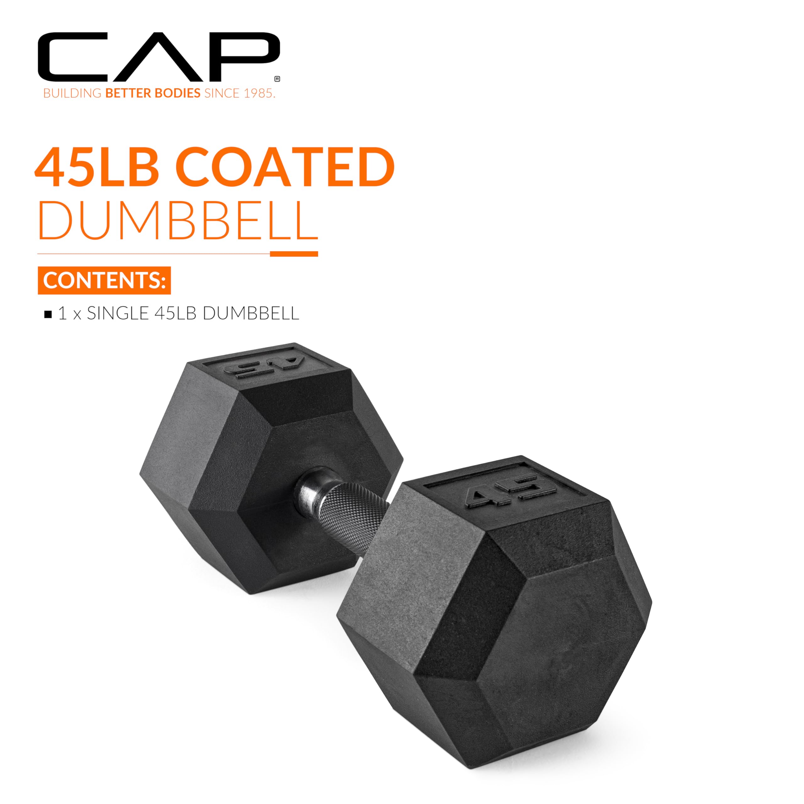 CAP Barbell Coated Dumbbell Weights with Padded Grip, 45-Pound