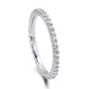 berricle sterling silver wedding rings pave set cubic zirconia cz eternity ring for women, rhodium plated size 7