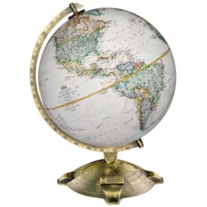 replogle allanson, antique ocean, national geographic cartography, up-to-date and detailed, desktop globe, raised relief, antique plated die-cast base (12"/30cm diameter)