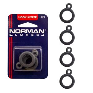 norman lures fishing rod hook keeper, saves rod guides and cork handles, fishing gear and accessories, pack of 4, assorted