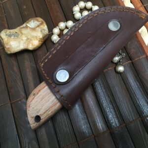 Now Handcrafted Small Hunting Knife - Damascus Steel - Neck Knife