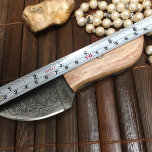 Now Handcrafted Small Hunting Knife - Damascus Steel - Neck Knife