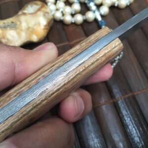 Now Handcrafted Small Hunting Knife - Damascus Steel - Neck Knife