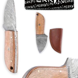 Now Handcrafted Small Hunting Knife - Damascus Steel - Neck Knife