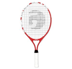 gamma sports junior tennis racquet: quick kids 21 inch tennis racket - prestrung youth tennis racquets for boys and girls - 93 inch head size - red