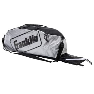 franklin sports youth baseball bat bag - teeball, softball, baseball equipment bag - holds (3) bats, helmet, cleats + more - includes fence hook - gray