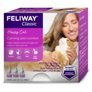 FELIWAY Classic Cat Calming Pheromone, 30 Day Refill - 3 Pack,Purple