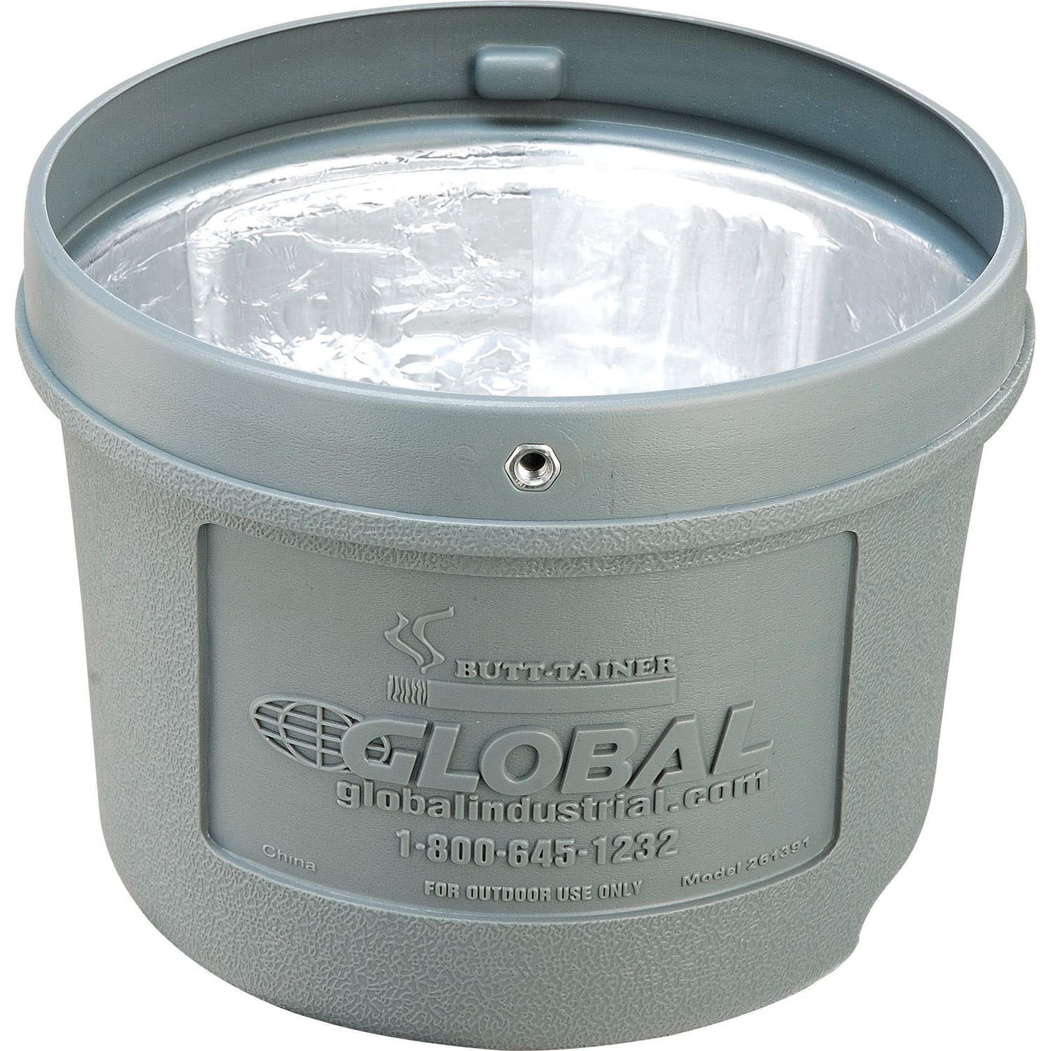 Global Industrial Gray Outdoor Ashtray, 1-1/2 Gallon